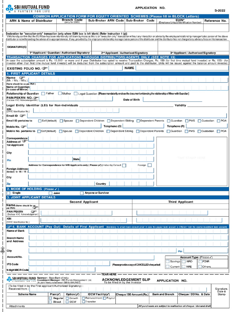 Sbi MF Common Form | PDF