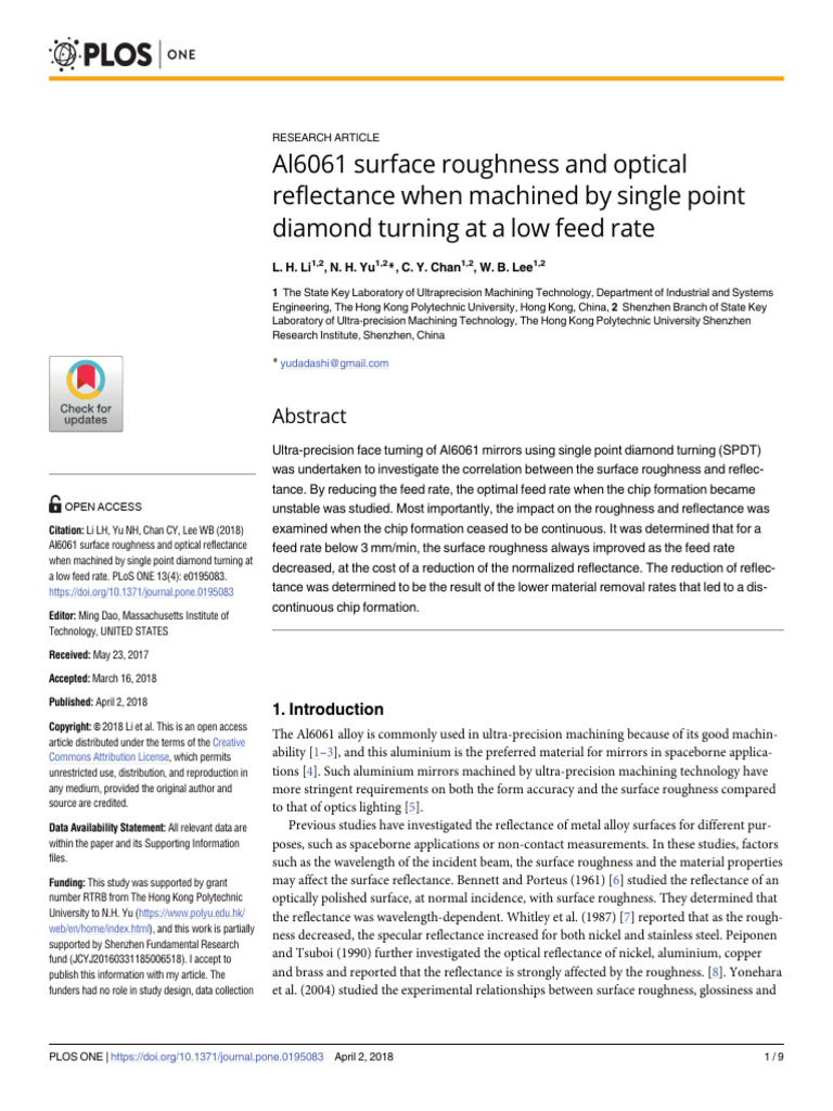 Al6061 Surface Roughness | PDF | Mirror | Machining