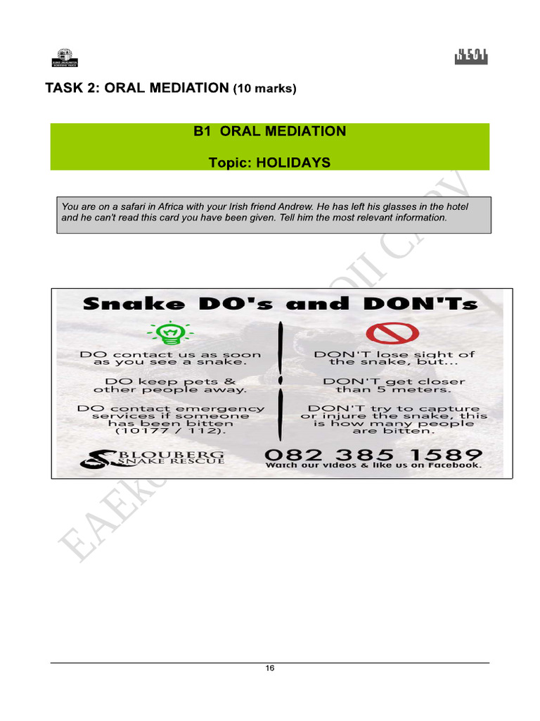 mediacion oral b1 2 | PDF