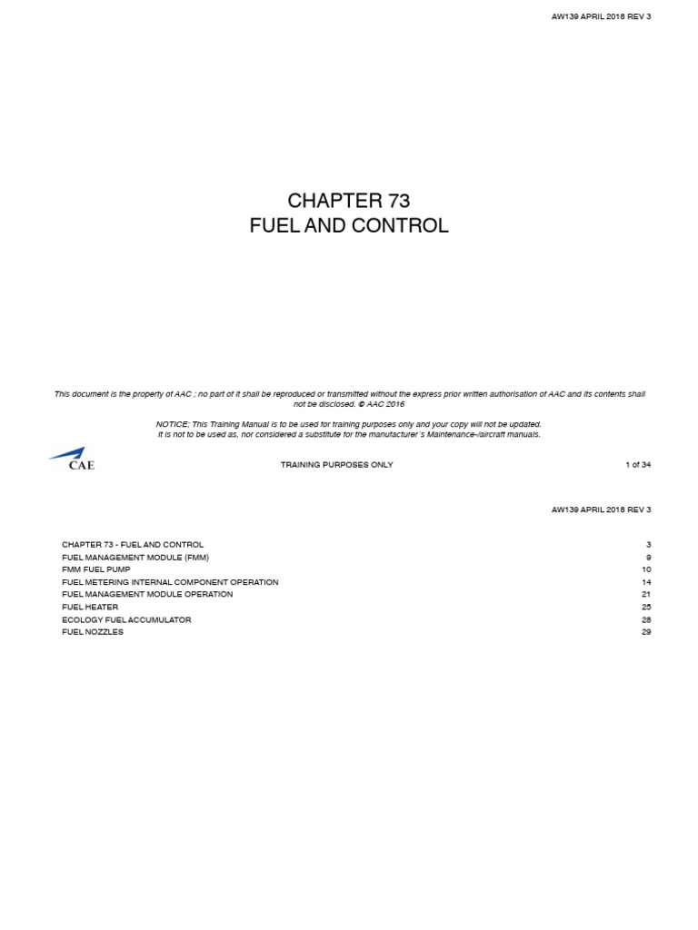 Aw139 Chapter 73 Fuel and Control Rev 3 | PDF | Valve | Pump