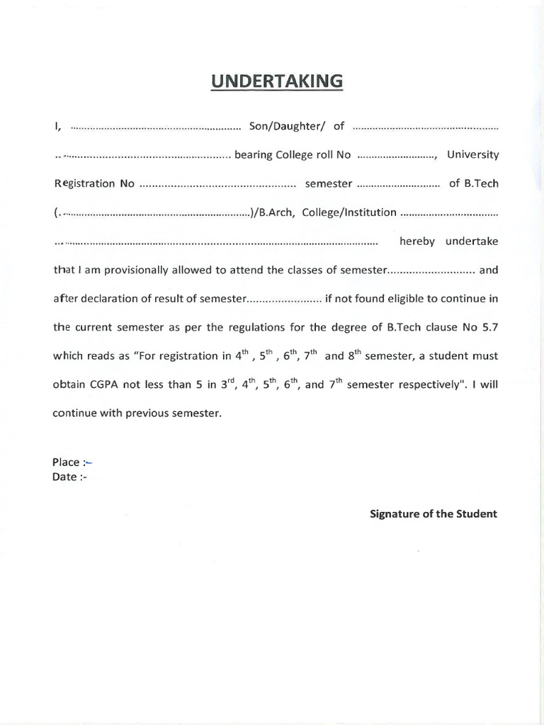 Undertaking Form | PDF