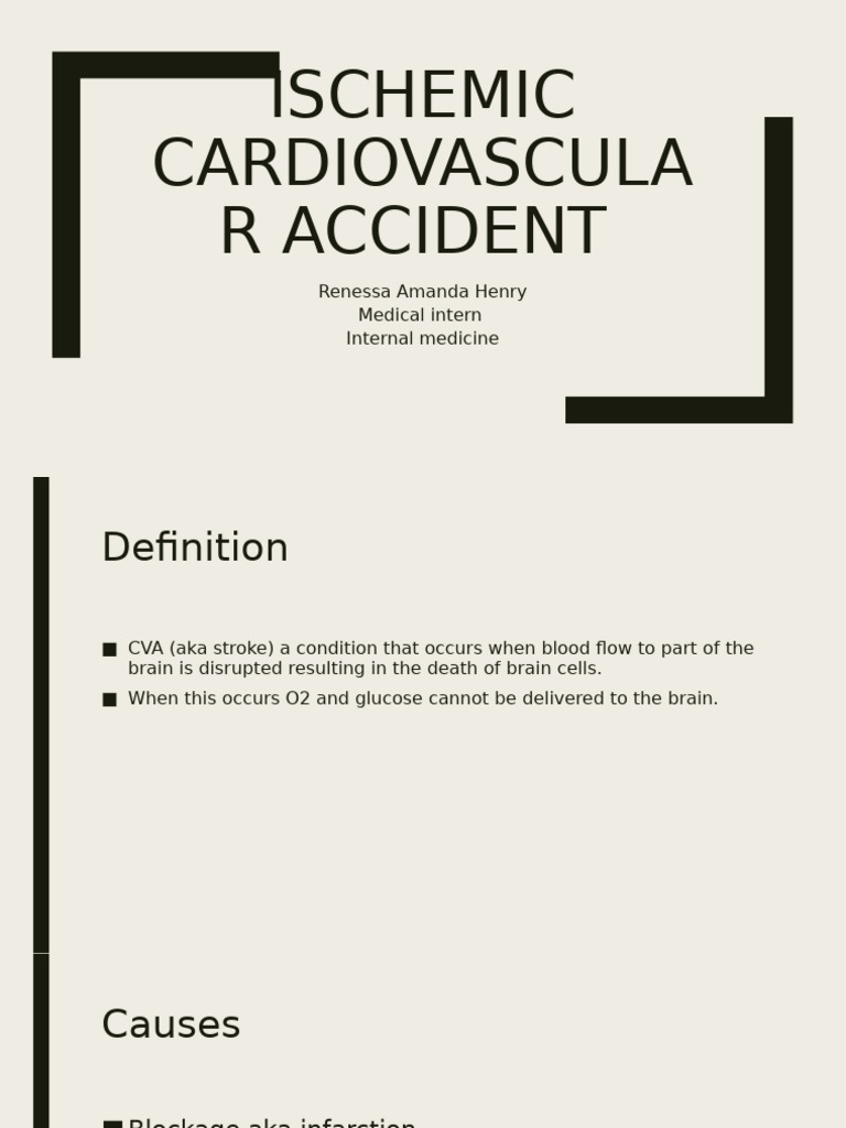 CVA Internal Medicine Presentation (Autosaved) | PDF | Stroke | Ischemia