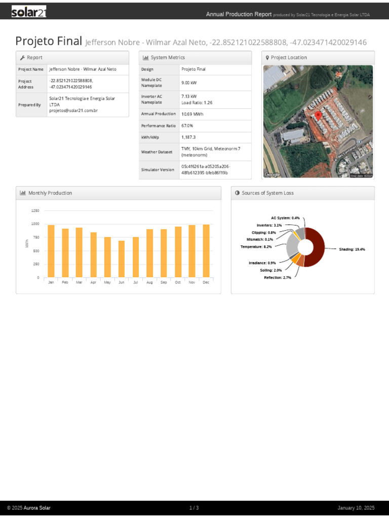 Helioscope Simulation 15654901 Summary | PDF | Solar Energy | Solar Power