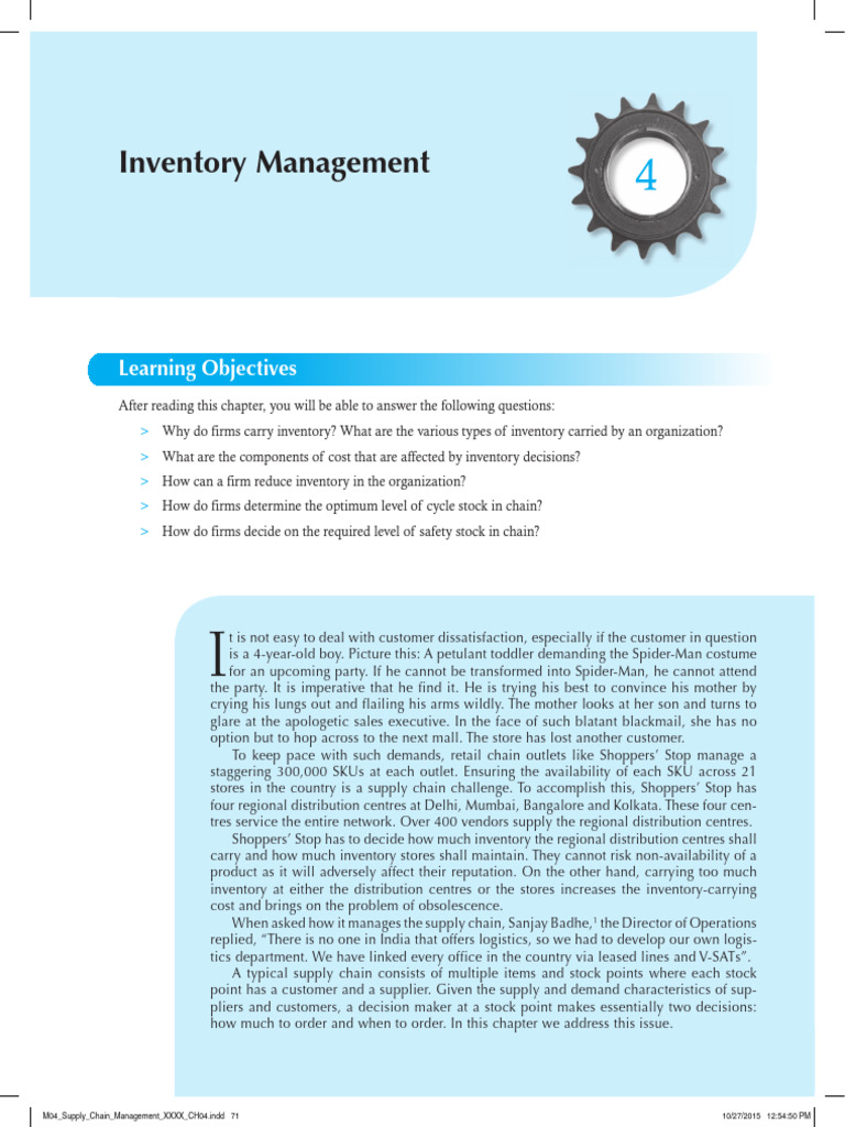 Inventory Management Chapter-4 | PDF | Inventory | Supply Chain