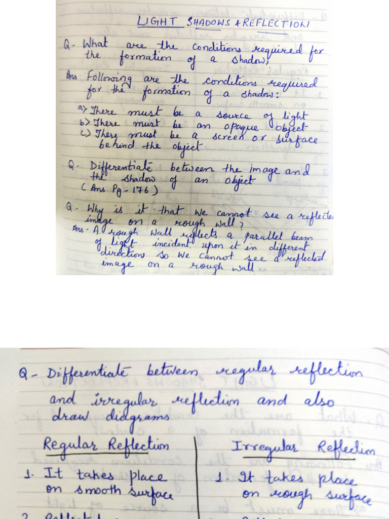 Light Shadow and Reflection | PDF