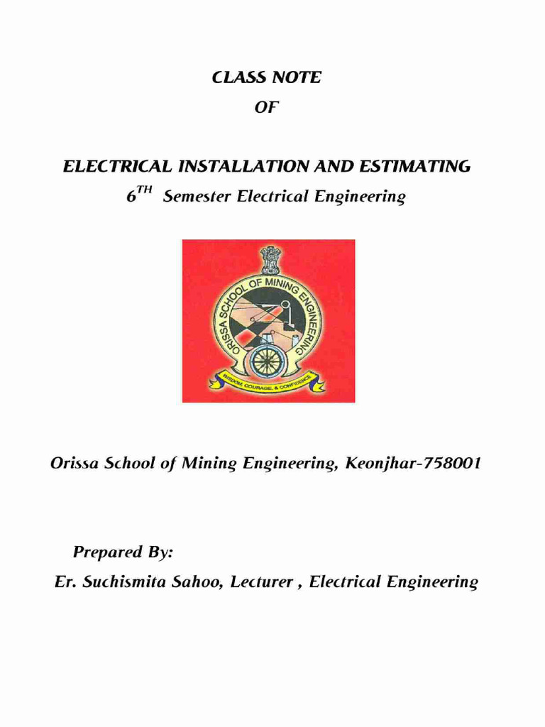 4.installation and Estimating Note 6th Sem | PDF