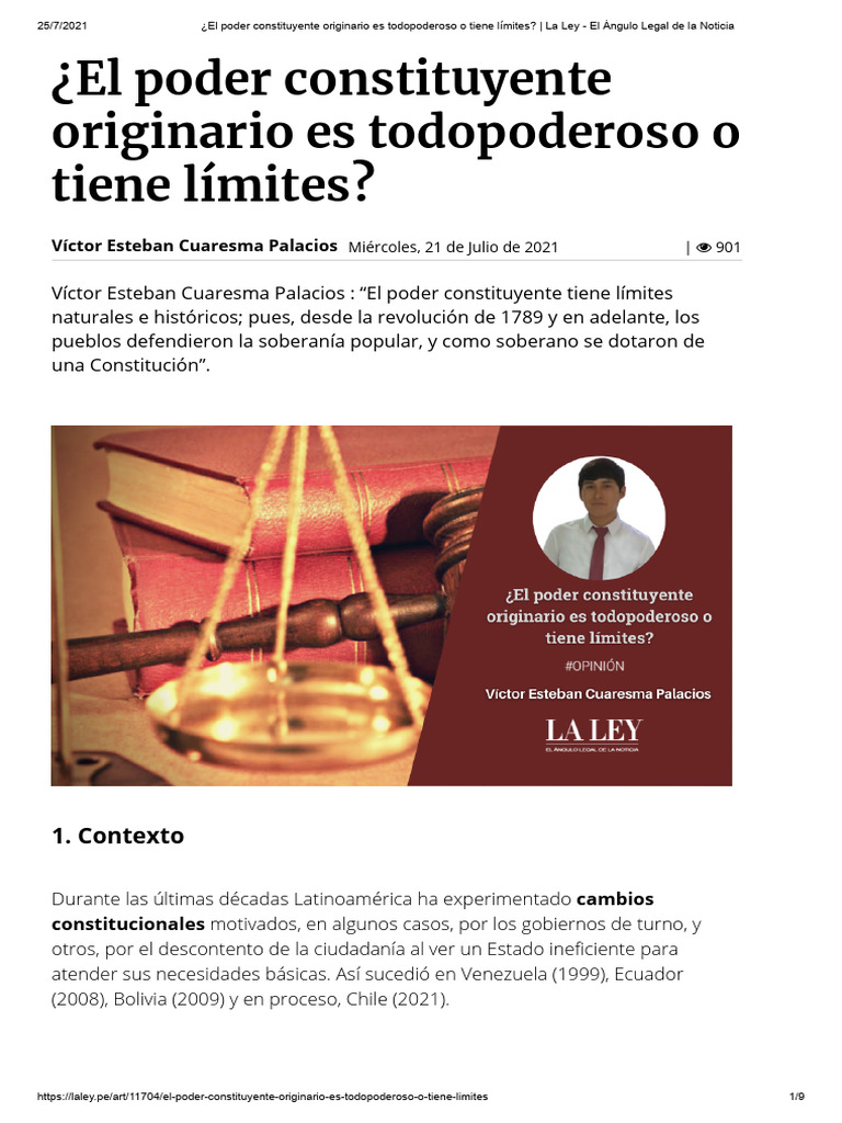 El poder constituyente originario es todopoderoso o tiene límites | PDF ...