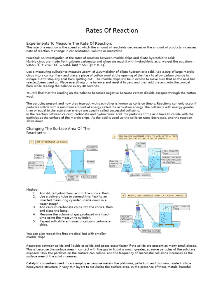 IGCSE Rates of Reaction Overview | PDF | Reaction Rate | Catalysis