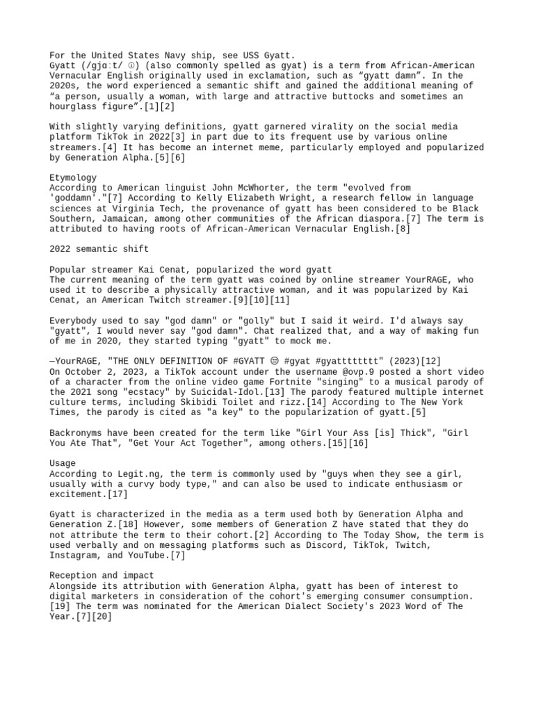 Gyatt Wikipedia | PDF | Lexicology | Linguistics