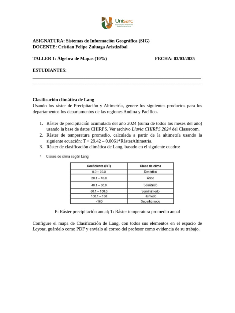 TALLER 1 - Algebra de Mapas | PDF