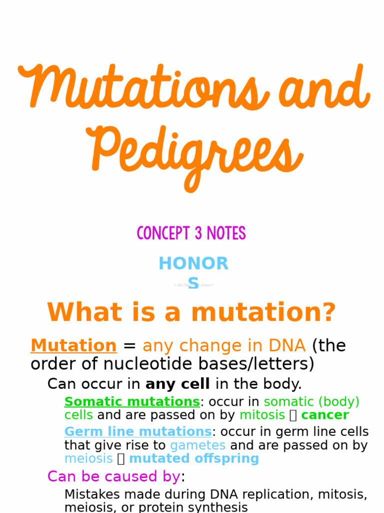 Mutations and Pedigree Analysis | PDF | Mutation | Dominance (Genetics)