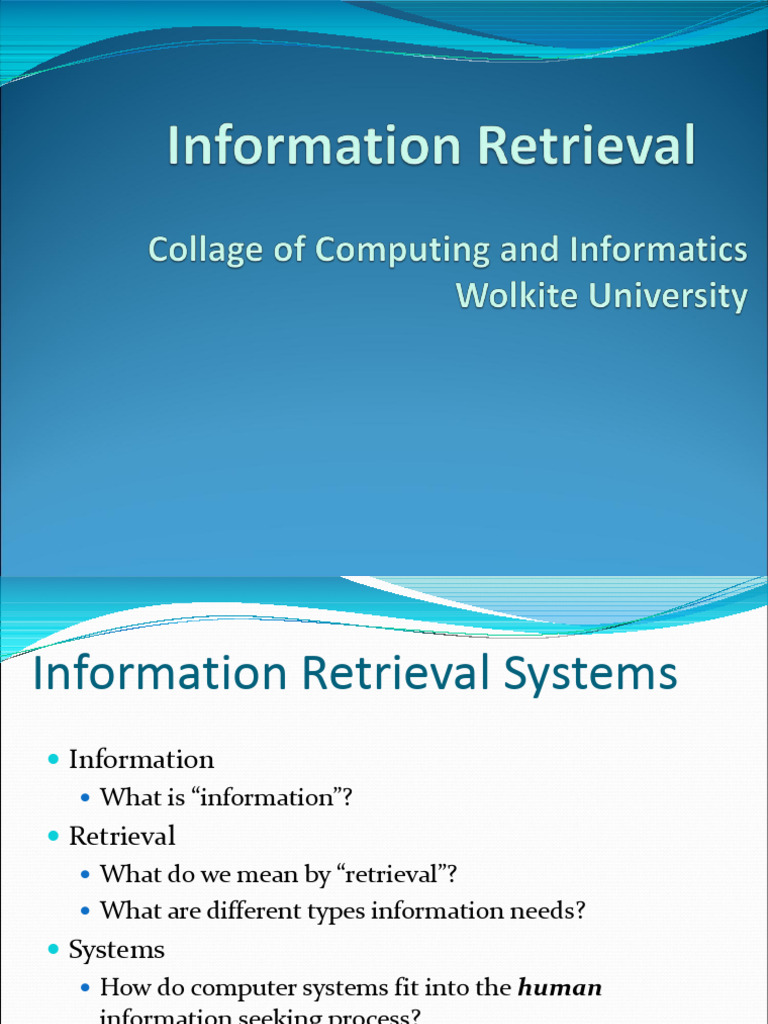 ch1 - Information Retrieval Systems | PDF | Information Retrieval | Information