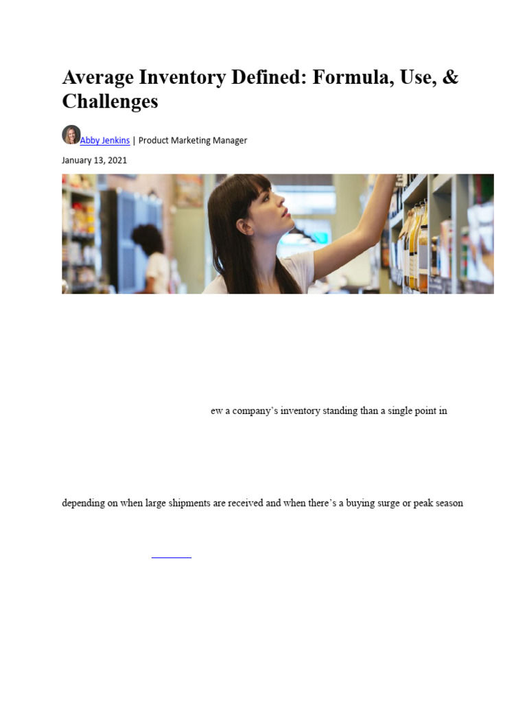 Understanding Average Inventory: Formula & Uses | PDF | Inventory ...