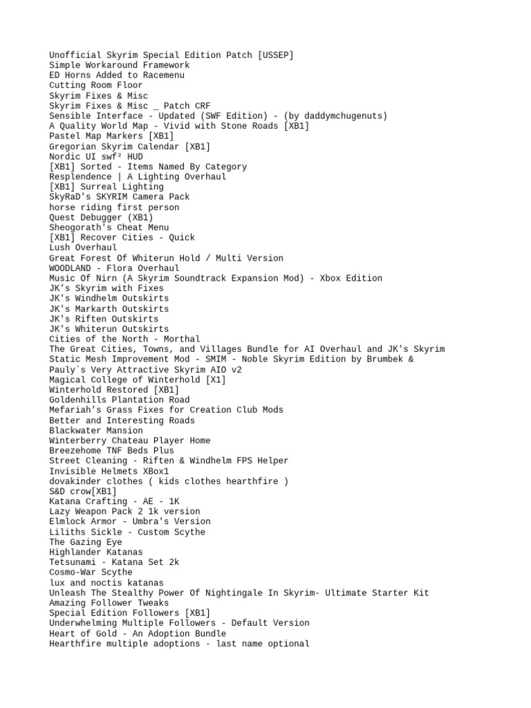 Comprehensive Skyrim Mods List | PDF