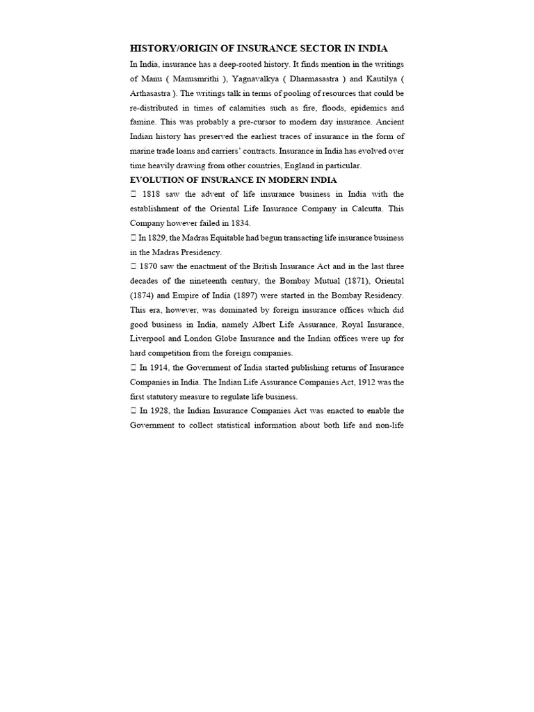 Evolution of India's Insurance Sector | PDF | Economies | Financial ...
