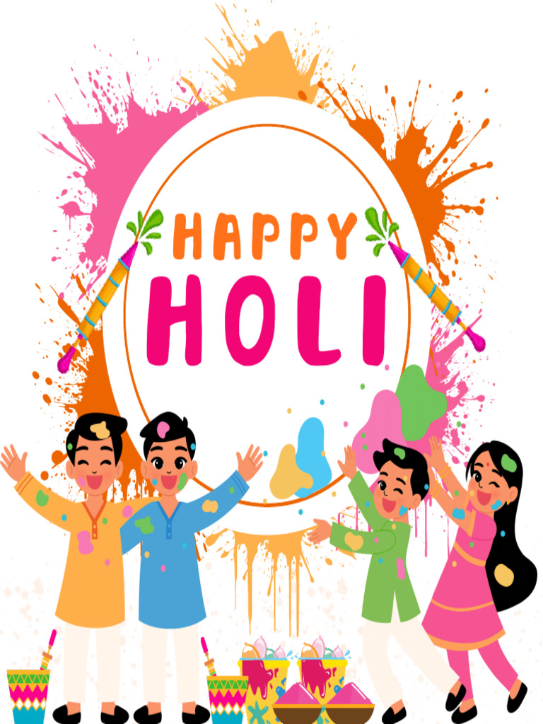 Colorful Illustrative Happy Holi Festival of Colors Instagram Post | PDF