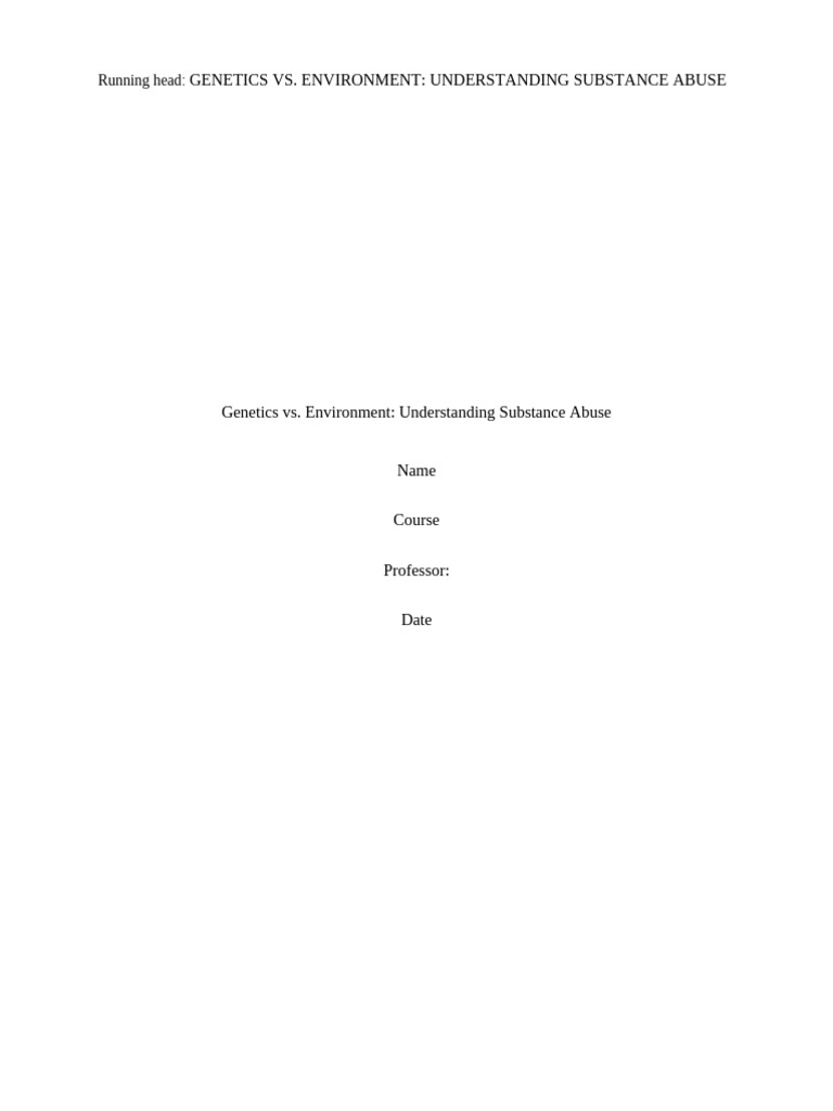Genetics and Environment in Substance Abuse | PDF | Substance Abuse ...
