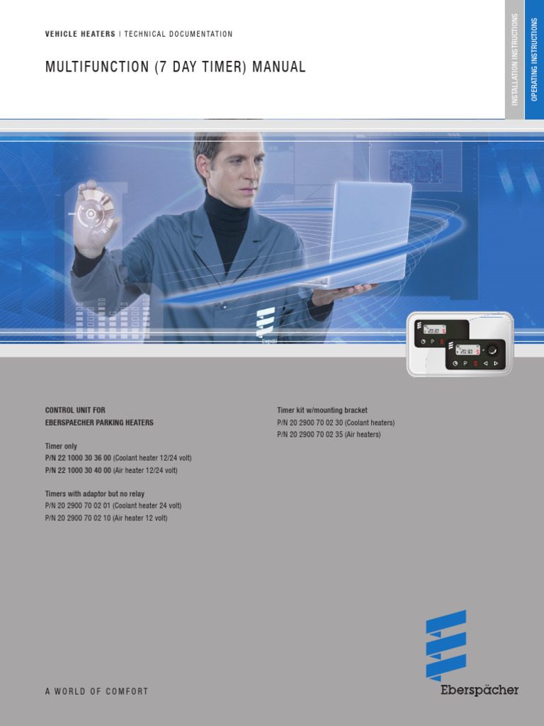 7 Day Timer Manual for Eberspacher Heaters | PDF | Electrical Connector ...