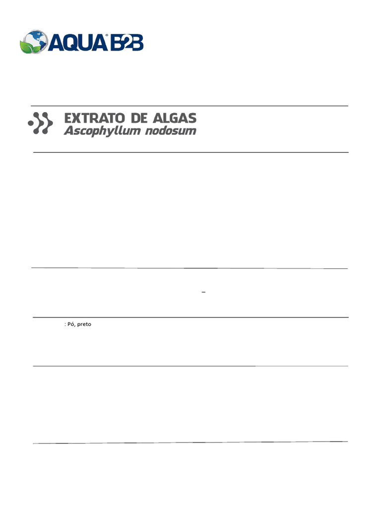 Ficha Tecnica e FISPQ Extrato de Algas Ascophyllum Nodosum B2B | PDF | Temperatura | Agricultura