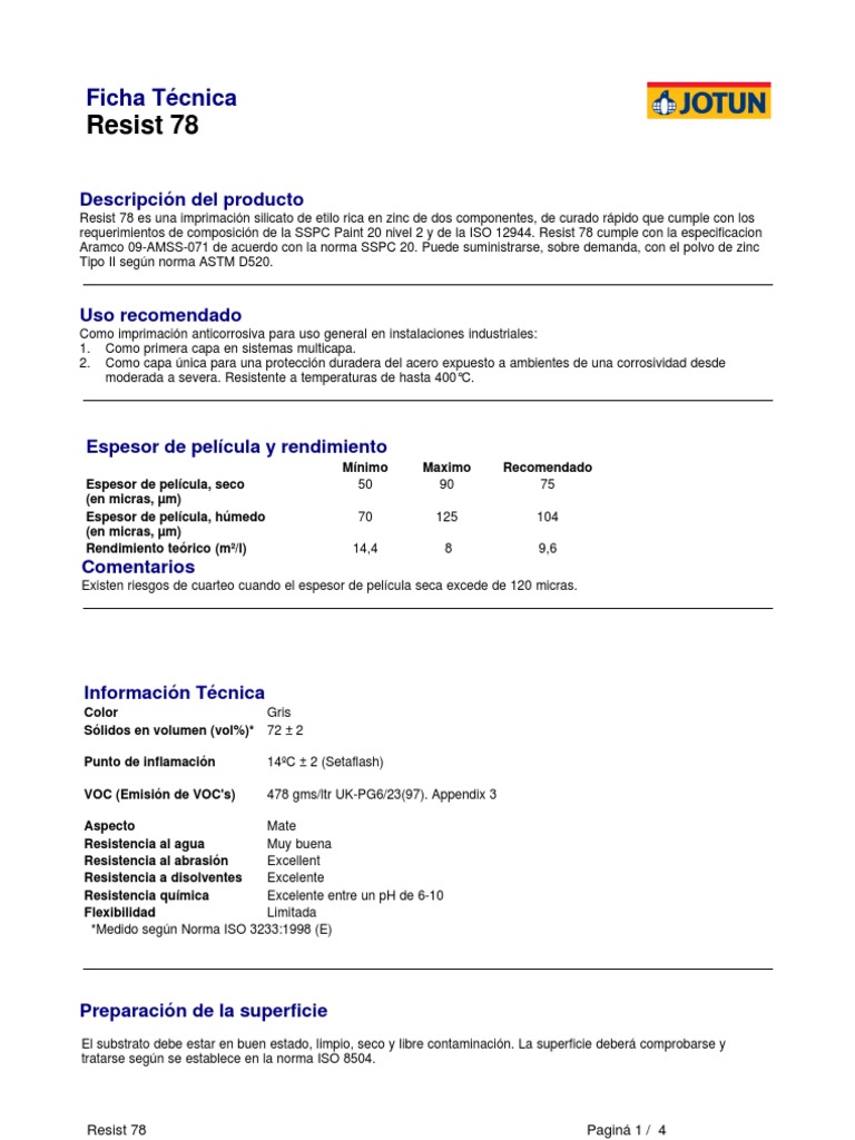 211 - Jotun Resist 78 | PDF | Zinc | Humedad