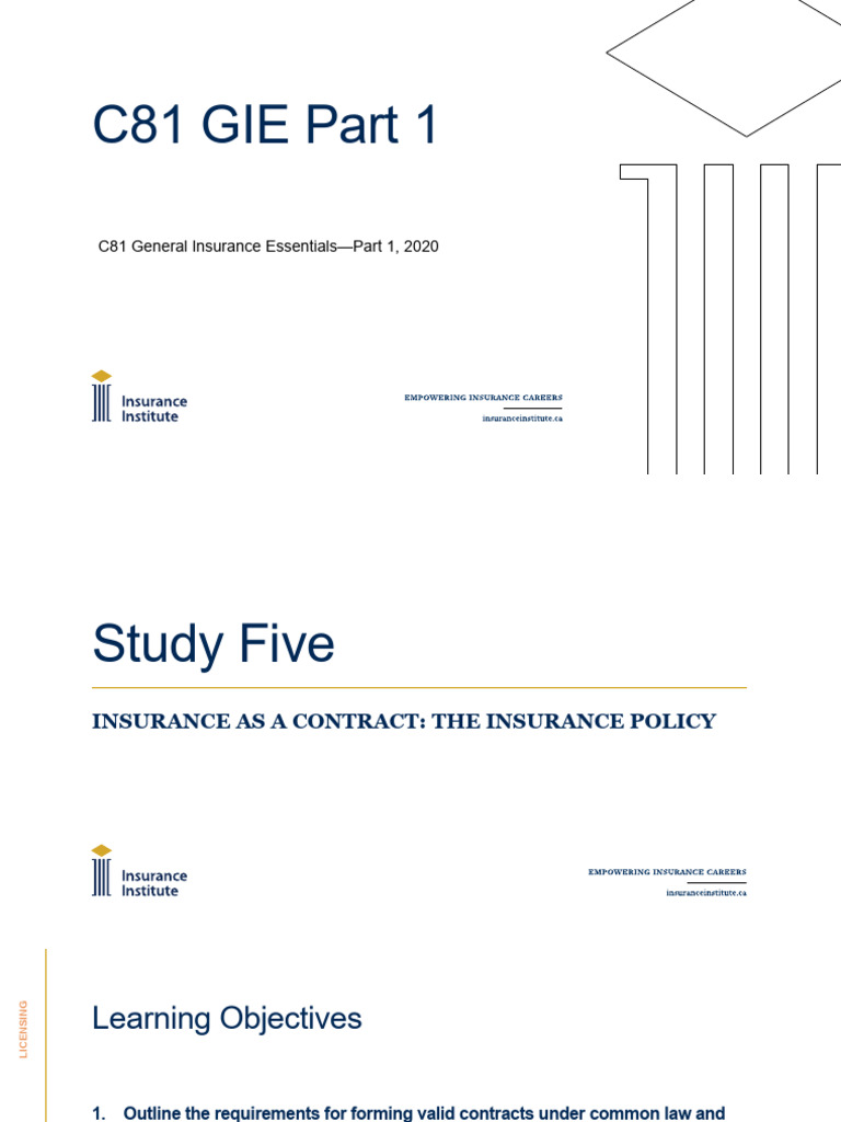 IIC Licensing C81 2020 S5 Updated-2024 | PDF | Insurance | Indemnity