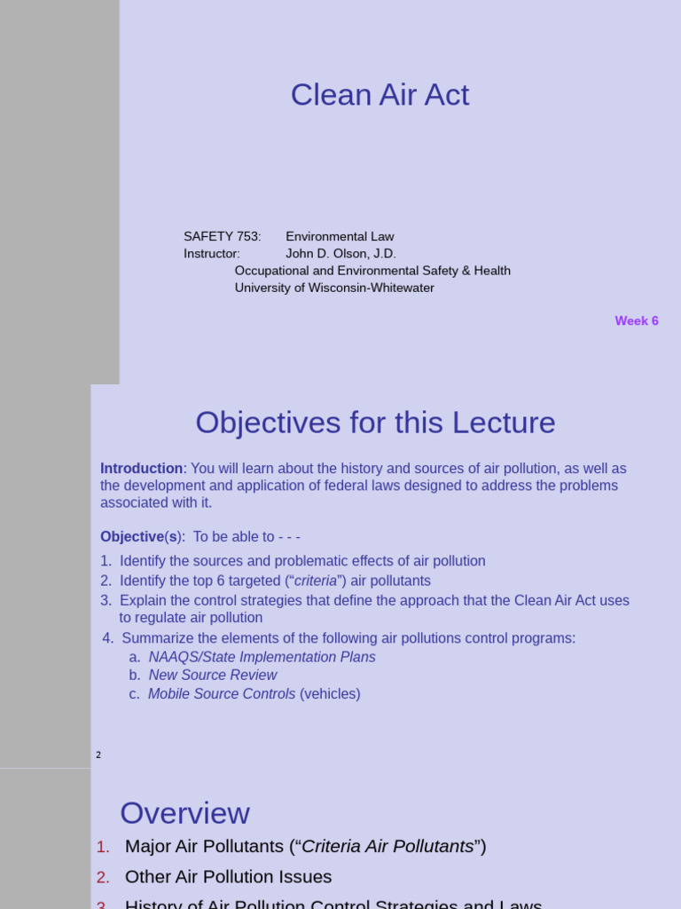 753 Lecture 6 Clean Air Act Pdf Clean Air Act United States Air