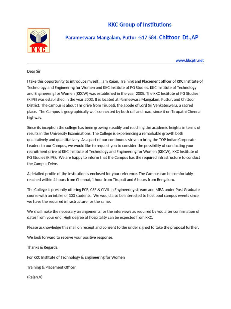 KKCW Invitation Letter | PDF