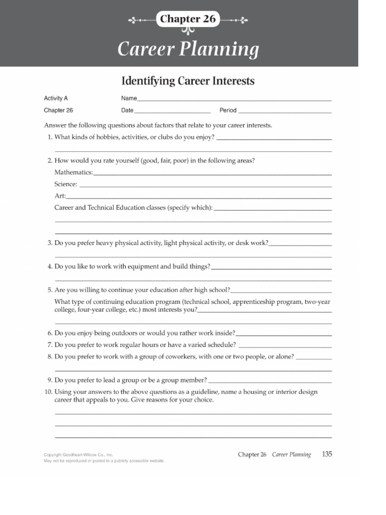 Career Planning Worksheet | PDF