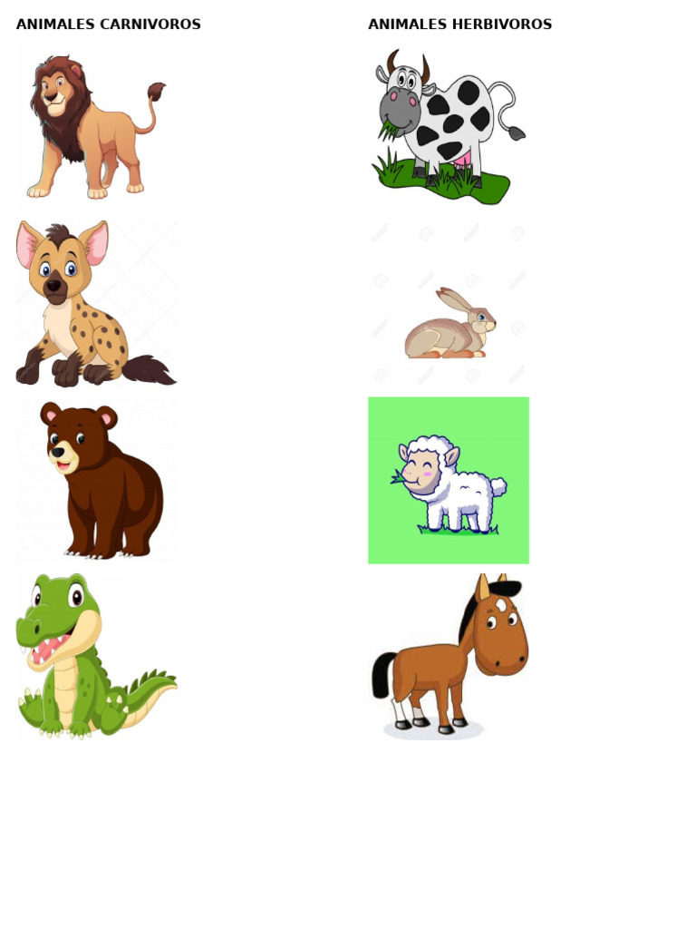 Animales Carnivoros, Herbivoros y Omnivoros | PDF