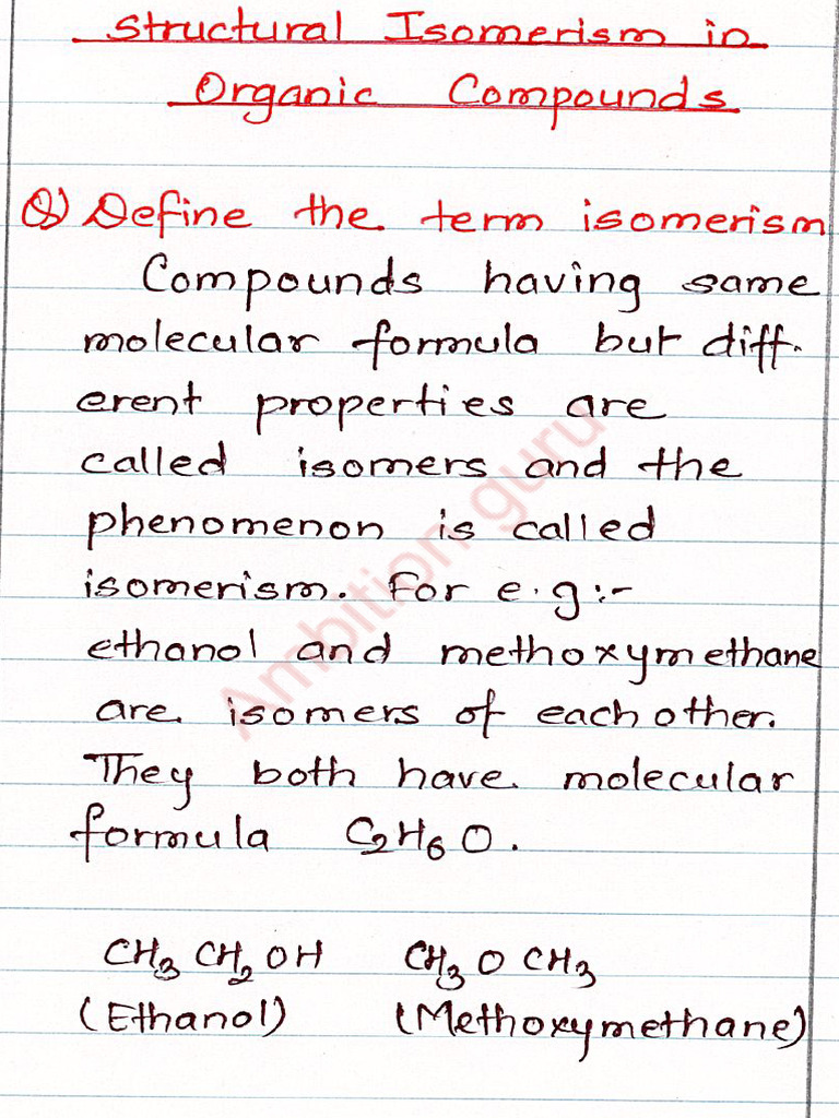 Structural Isomerism in Organic Compounds | PDF