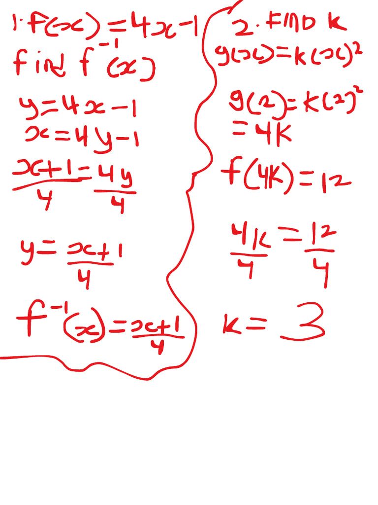 Math Homework- Inverse Functions | PDF