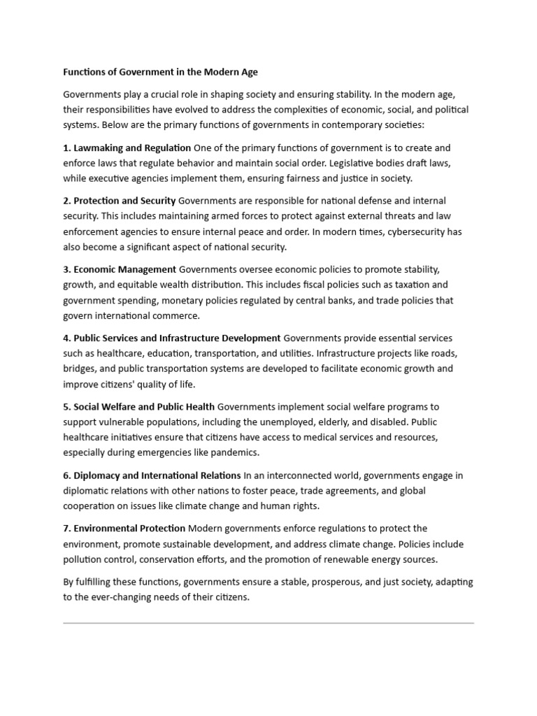 Key Functions of Modern Government | PDF | Public Opinion | Governance