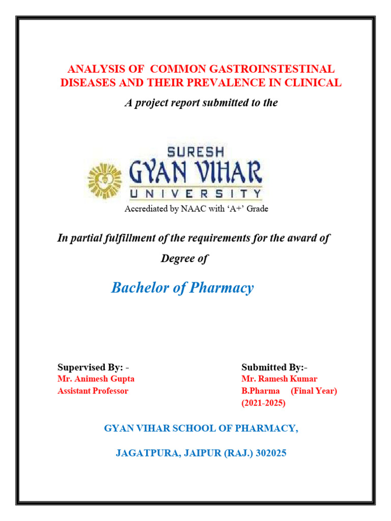 RAMESH FINAL YEAR PROJECT | PDF | Esophagus | Gastroesophageal Reflux Disease