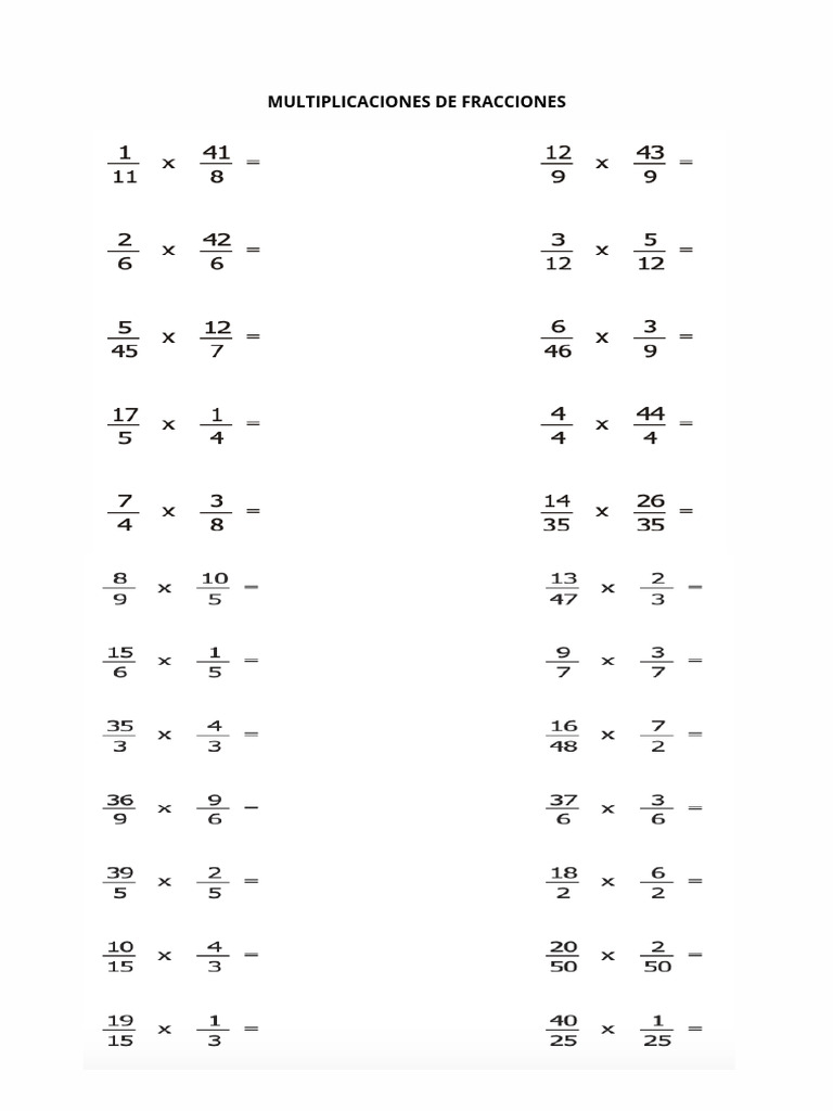 Multiplicación y División de Fracciones | PDF