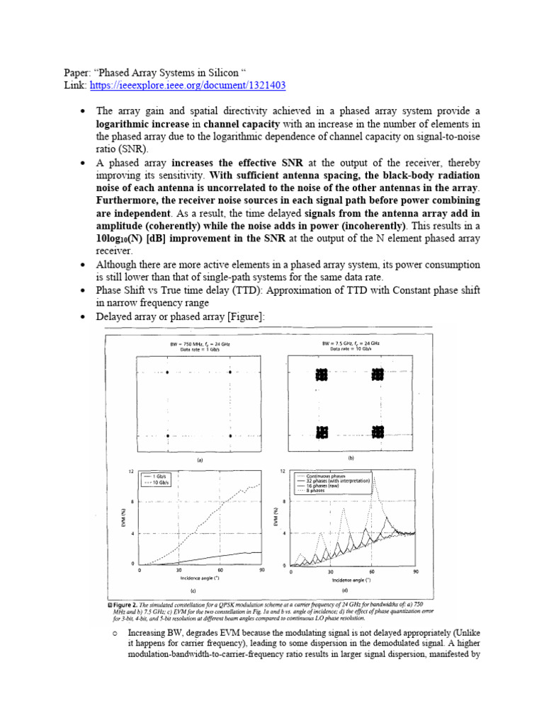Phased Array System Summary | PDF | Signal To Noise Ratio | Antenna (Radio)