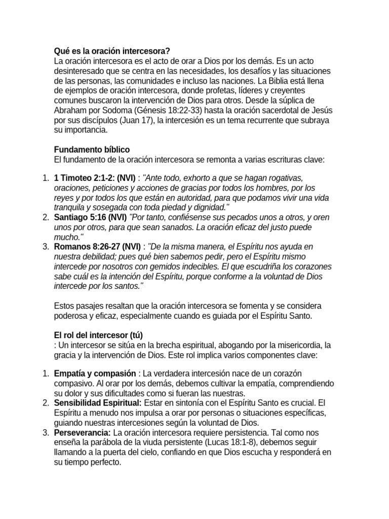 Oración Intercesora: Poder y Eficacia | PDF | Intercesión | Oración