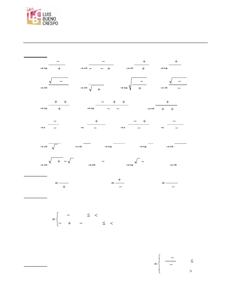 Ejerciccios T6 - Lim y Continuidad. Asíntotas | PDF | Asíntota ...