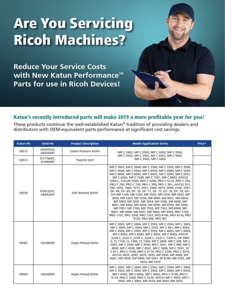 7868 r NA Parts Flyer Ricoh | PDF