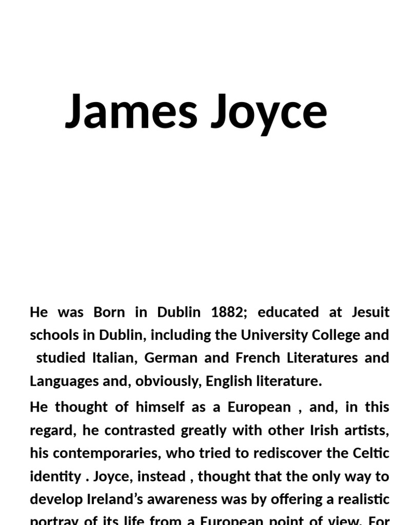 Présentation James Joyce | PDF | James Joyce | Narration