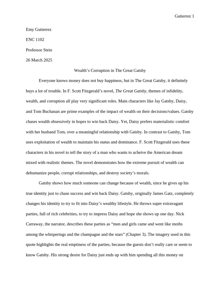 Gatsby Draft Paper | PDF | The Great Gatsby