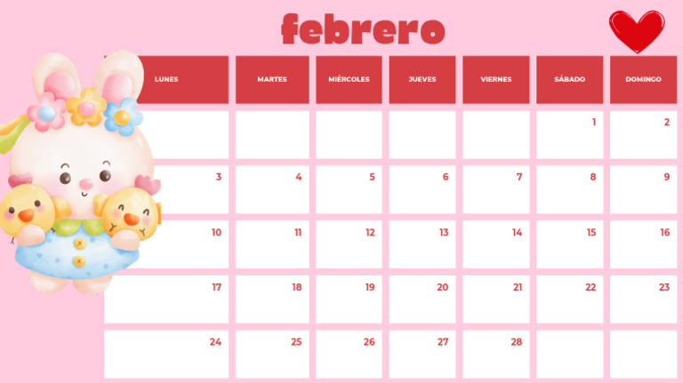 Calendario 2025 Mes Febrero Ilustrado | PDF