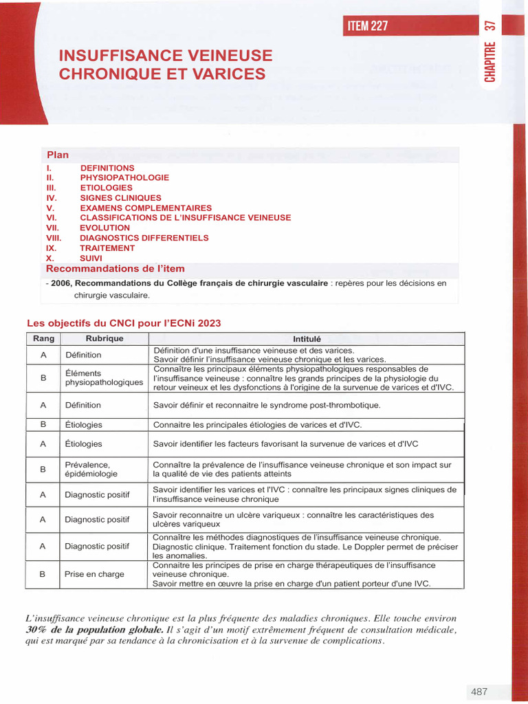 Insuffisance veineuse chronique et varices | PDF | Varices | Angiologie