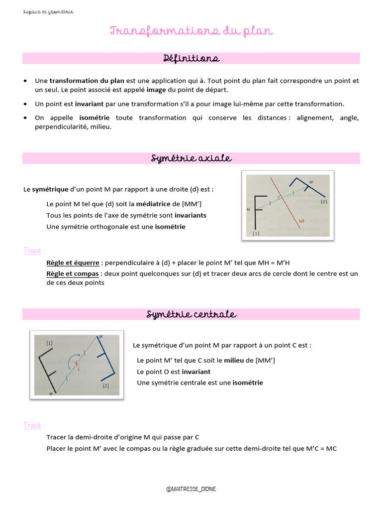 Transformations et symétries en géométrie | PDF | Symétrie | Géométrie