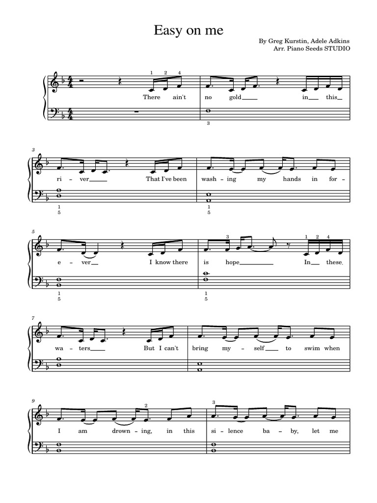 Easy_On_Me__Adele_-_EASY_PIANO | PDF | Adele | Song Recordings Produced