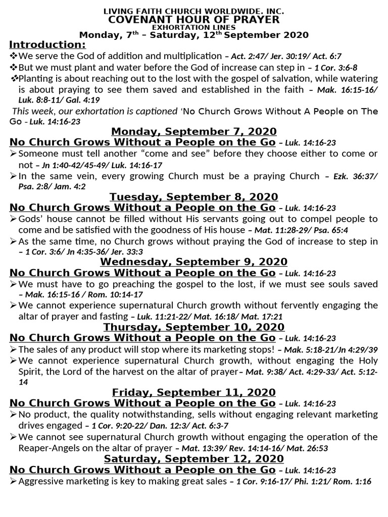 CHOP Exhortation Line - 7th - 12th September, 2020 (HM) | PDF ...