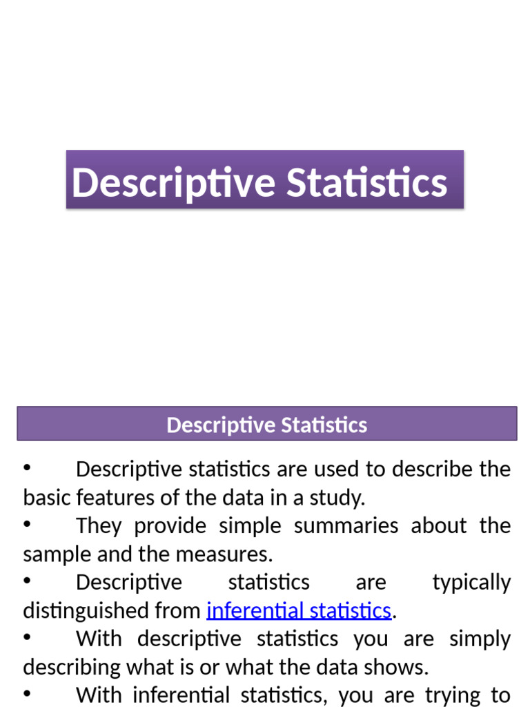 Lecture 9descriptivestatistics 171204035552 | PDF | Descriptive Statistics | Mean