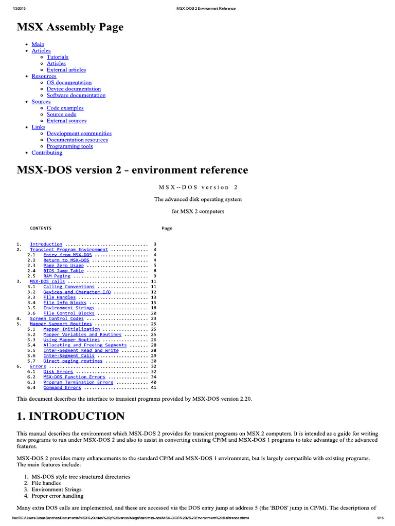 Msx-Dos 2 Environment Reference | PDF
