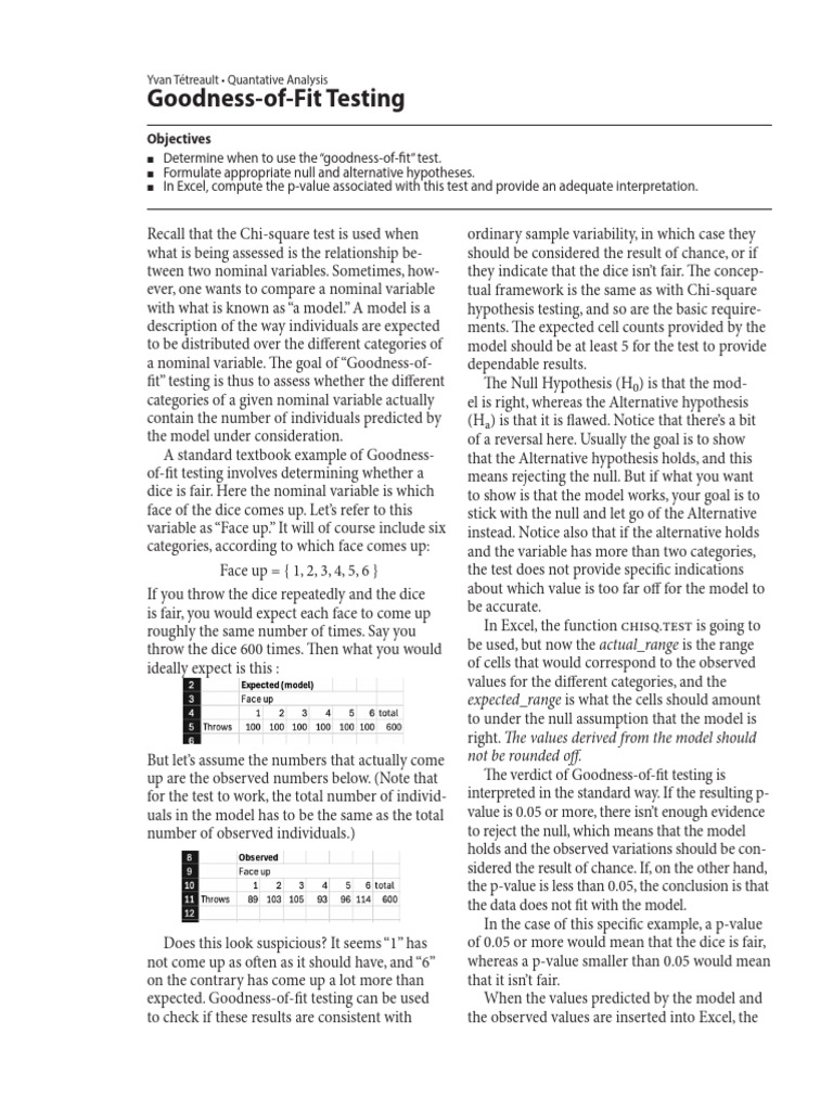 Handout Goodness of FIt | PDF | P Value | Null Hypothesis