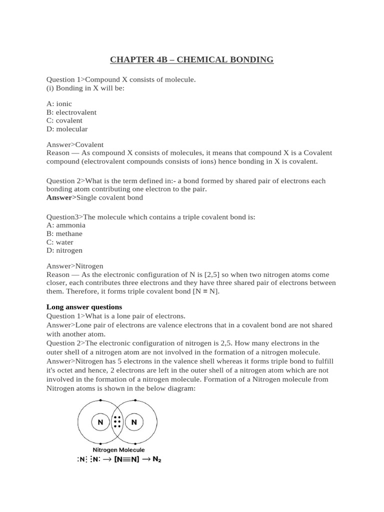 Chapter 4B- Chemical Bonding | PDF | Chemical Bond | Ion
