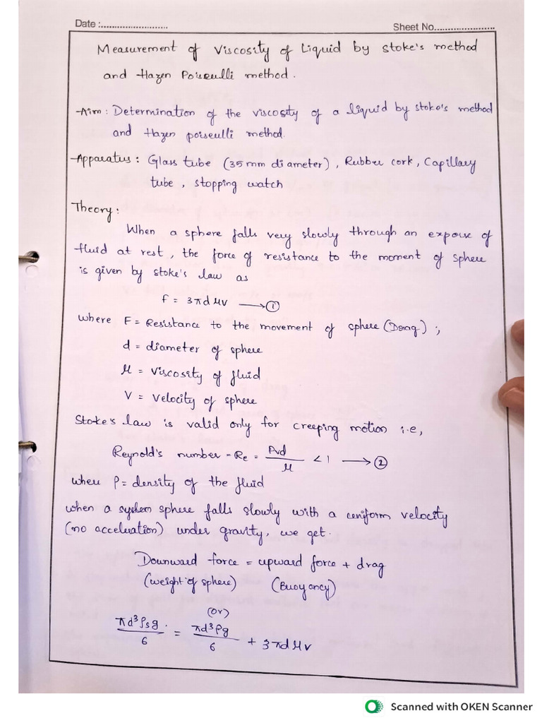 viscosity experiment | PDF